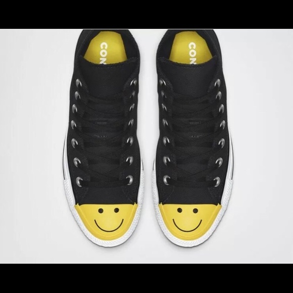 Converse | Shoes | Converse All Star Blackwhite Yellow Smiley Face ...